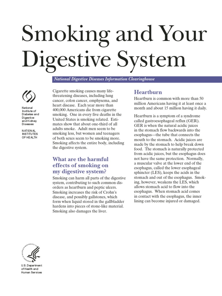 Smoking and Your Digestive System | PDF | Heartburn | Esophagus