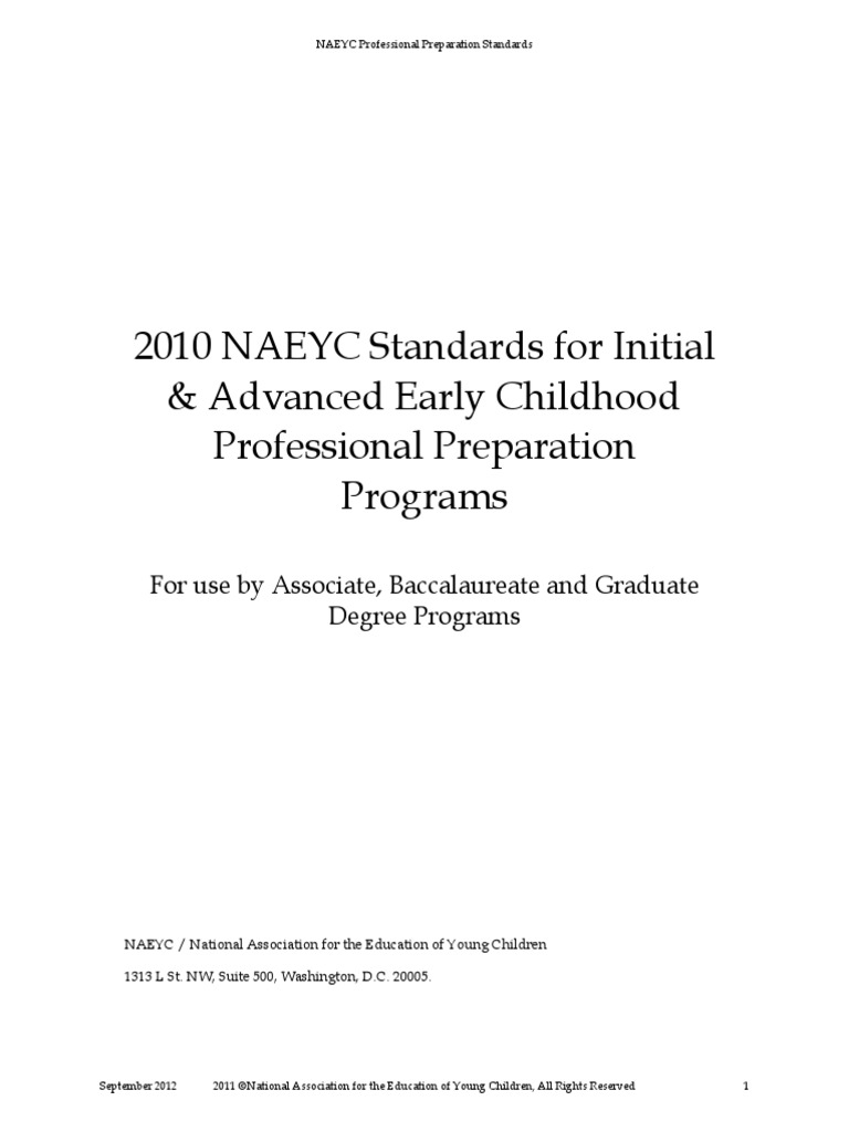 NAEYC Initial and Advanced Standards 10 - 2012 PDF | PDF | Early ...
