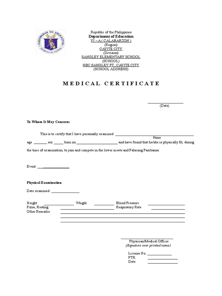 New Medical Certificate | PDF