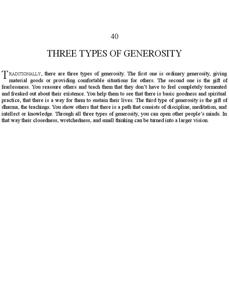 Three Types of Generosity: Raditionally | PDF