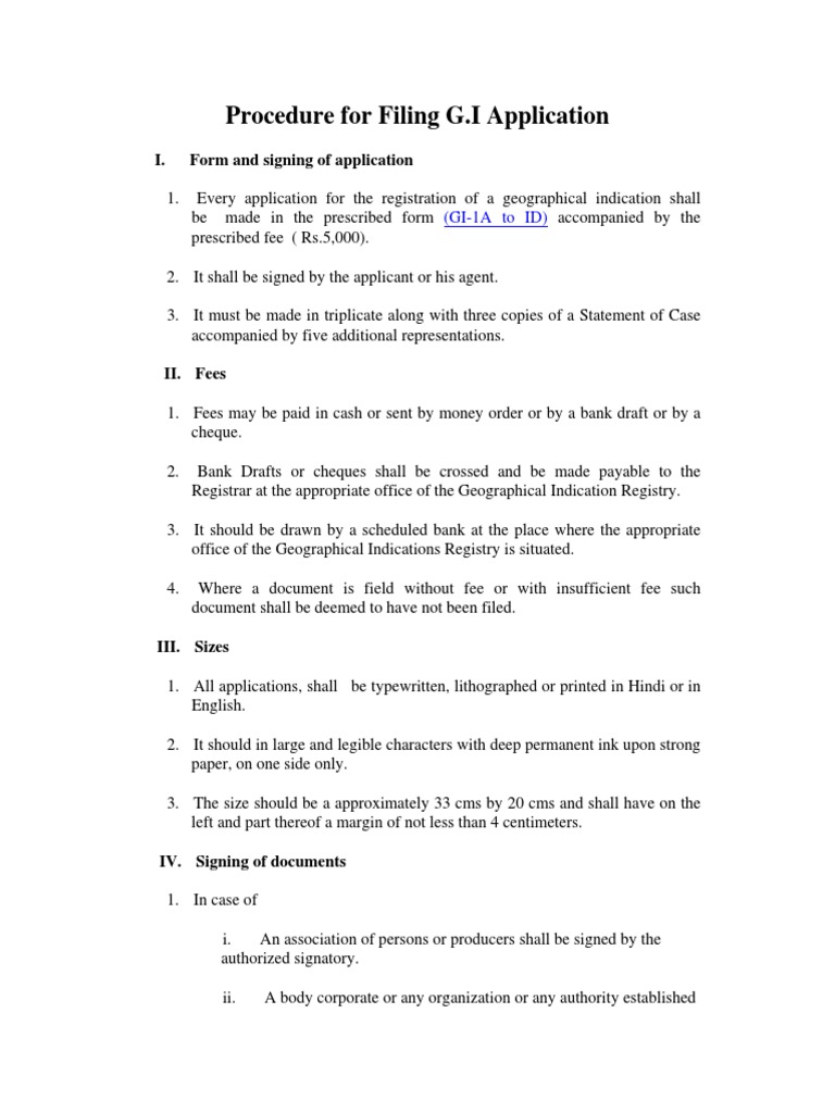 1 41 1 Procedure For Filing Gi Application | PDF | Signature | Social ...