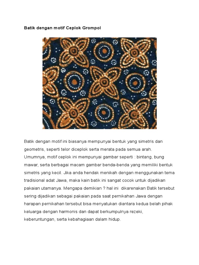 Batik Ceplok Grompol untuk Pernikahan | PDF