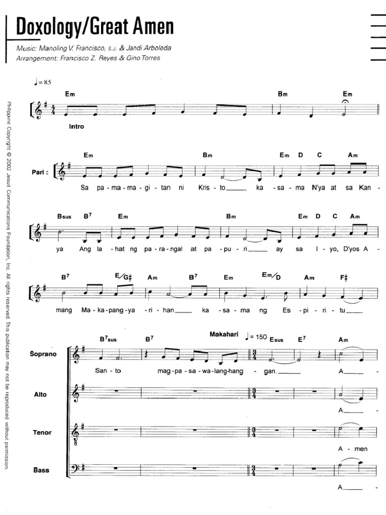 Doxology Great Amen Hontiveros PDF | PDF