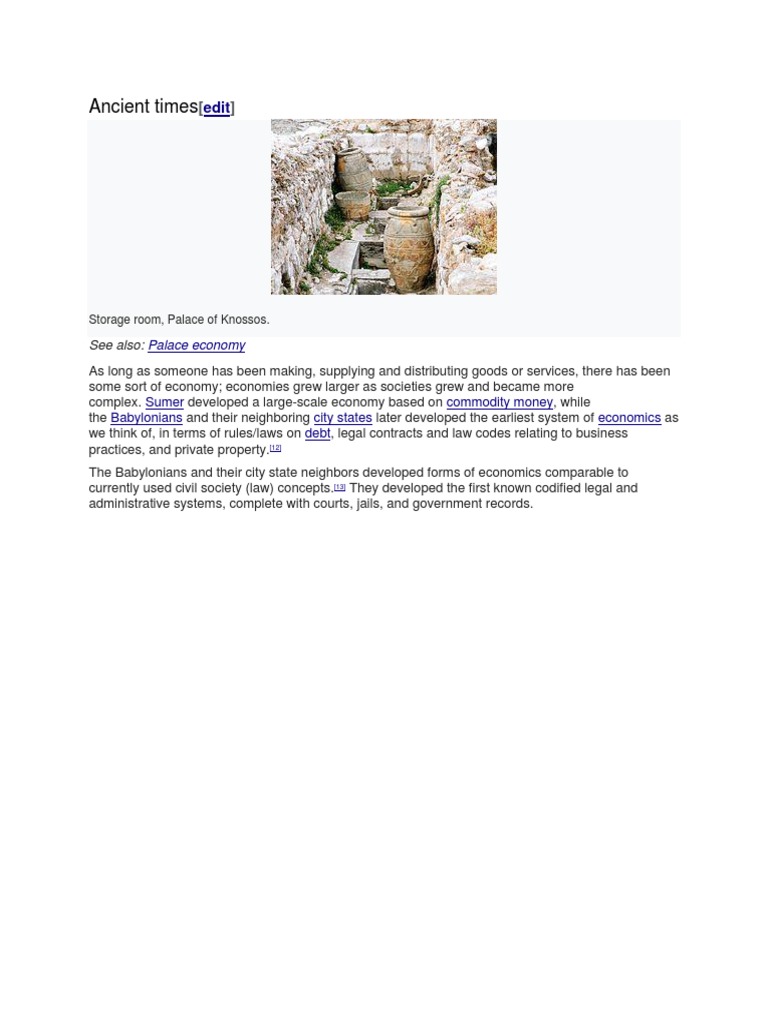 Ancient Times: Palace Economy | PDF