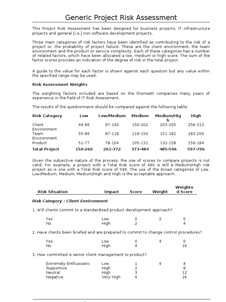 Generic Risk Assessment | PDF | Risk Assessment | Risk