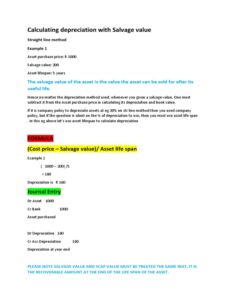 Calculating Depreciation with Salvage Value | PDF