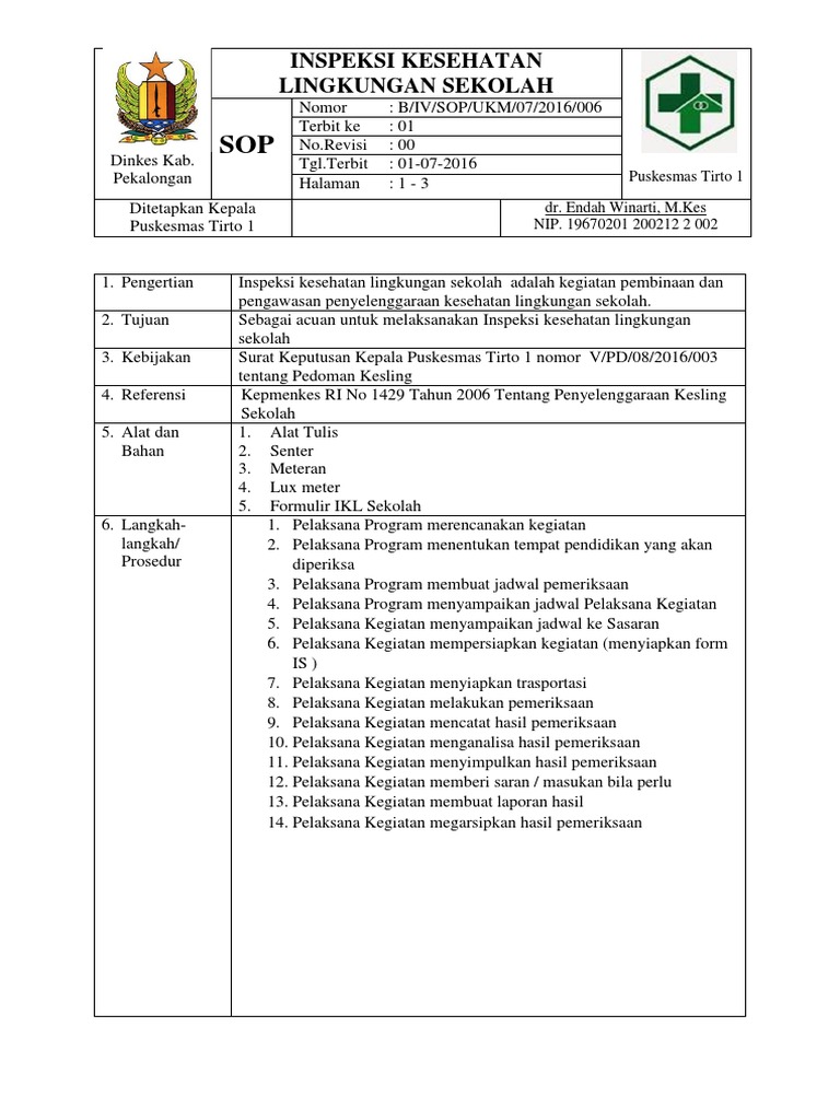 Sop Ikl Ttu Sekolah | PDF