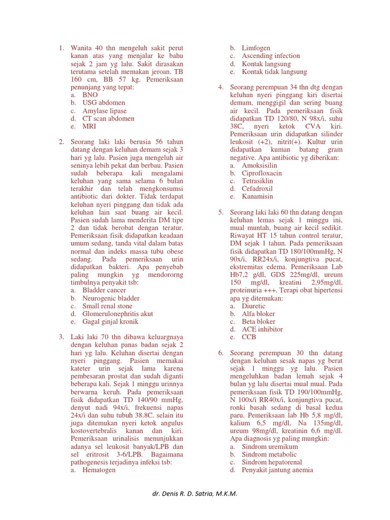 Soal Latihan UKMPPD Nefrologi | PDF