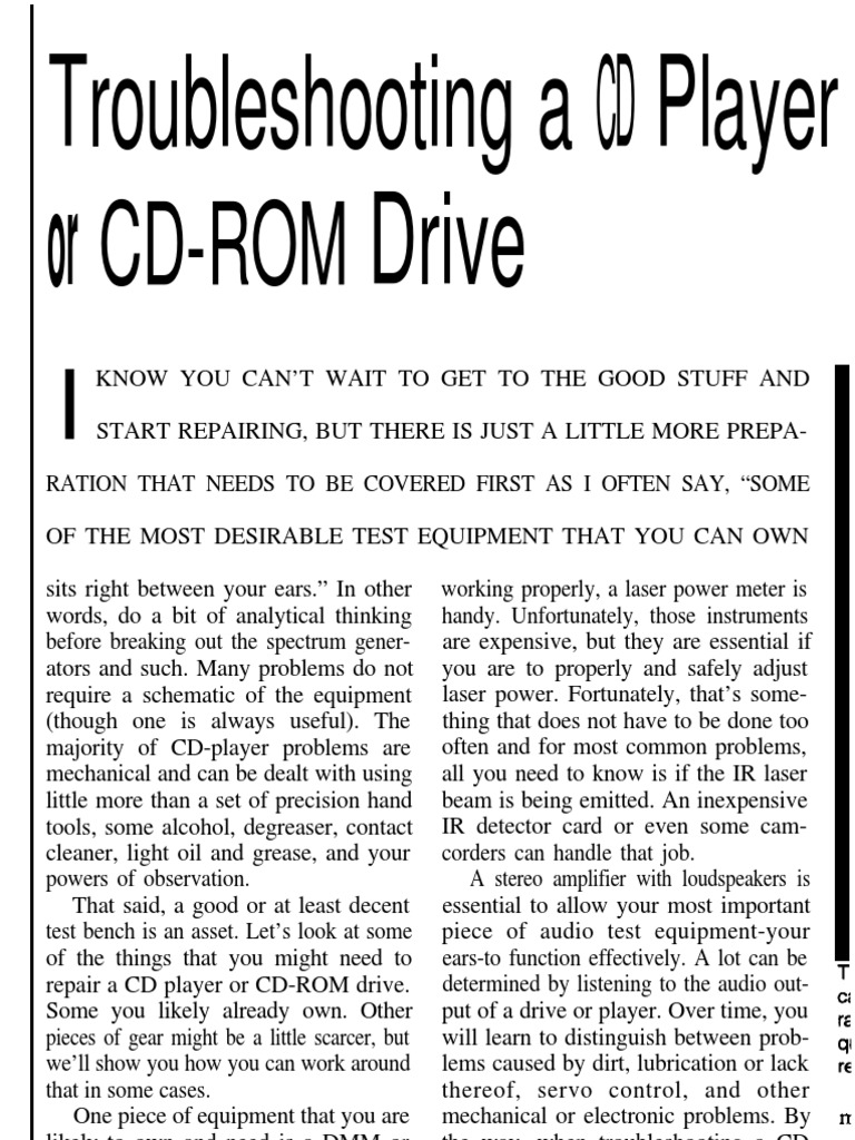 CD Player or CDROM Drive Troubleshooting | PDF | Compact Disc | Cd Rom
