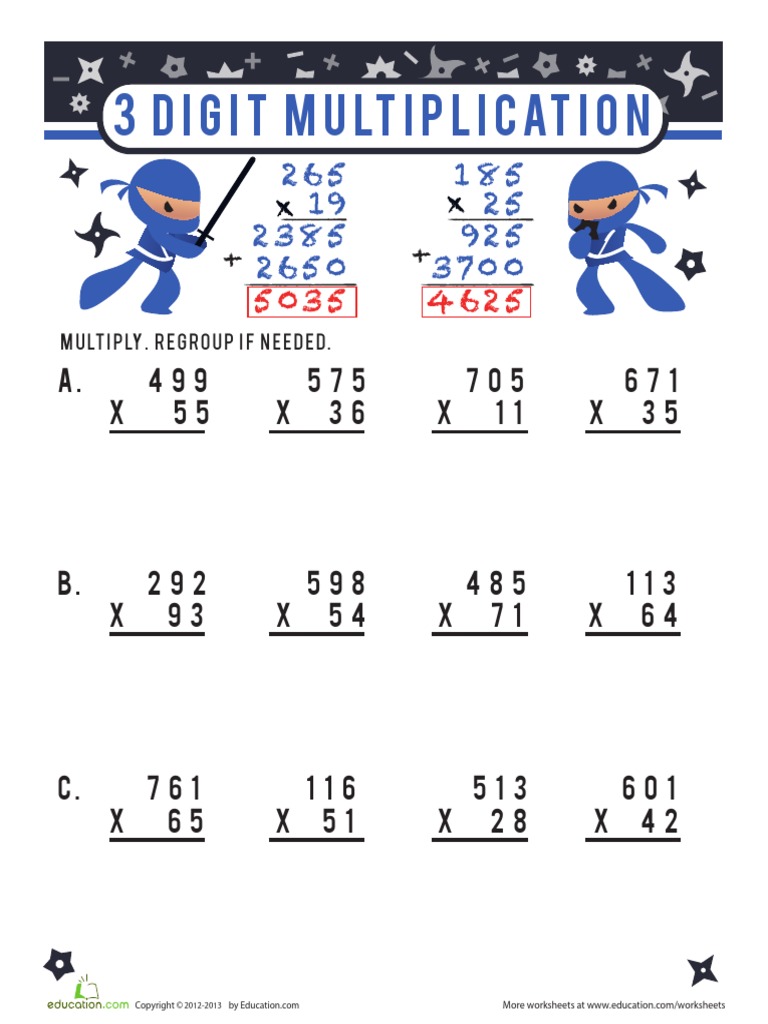 3 Digit by 2 Digit Multiplication | PDF