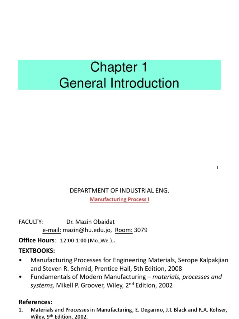 Chapter 1 Introduction | PDF | Alloy | Casting (Metalworking)