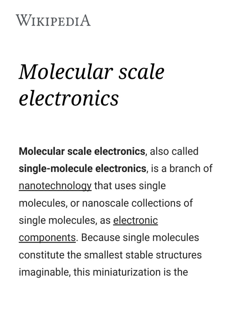 Molecular Scale Electronics Explained | PDF | Chemistry | Physical Sciences