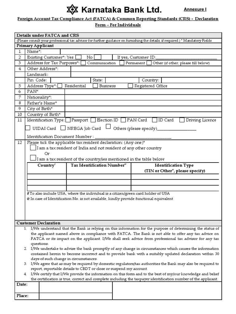 FATCA Individual PDF | PDF | Identity Document | Document