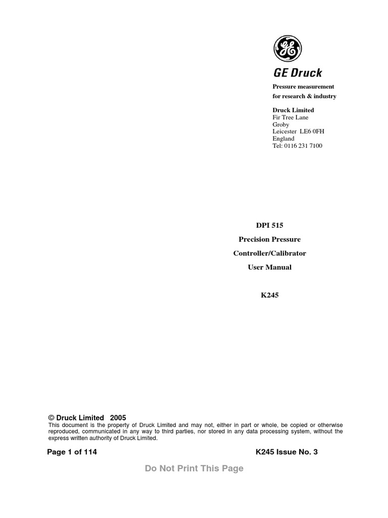 DPI 515 Manual K245 | PDF | Electrical Connector | Atmospheric Pressure