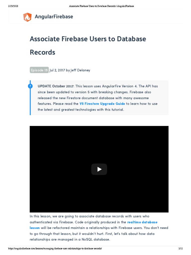 Associate Firebase Users To Database Records - AngularFirebase | PDF | No Sql | Databases