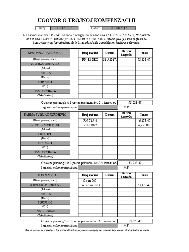 Izjava o Trojnoj Kompenzaciji Knjigovodstvena Agencija Natani | PDF