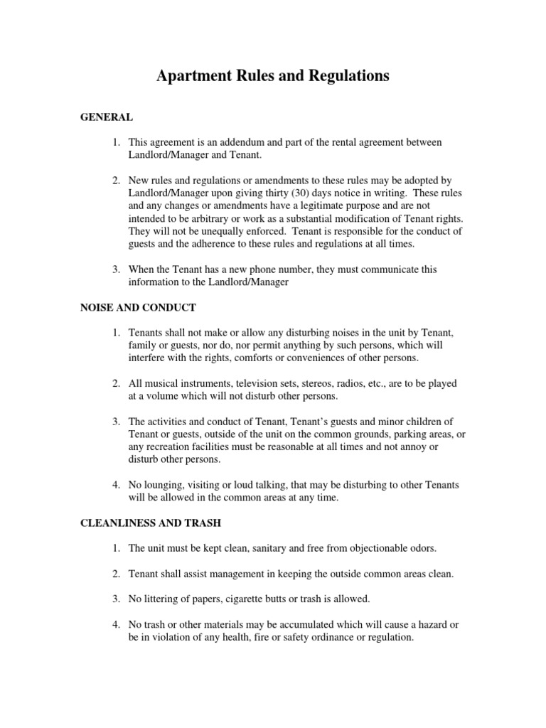 Tenant Rules and Regulations | PDF | Leasehold Estate | Landlord