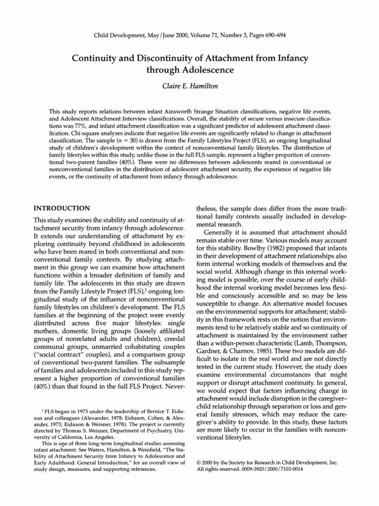 Continuity and Discontinuity of Attachment From Infancy Through ...