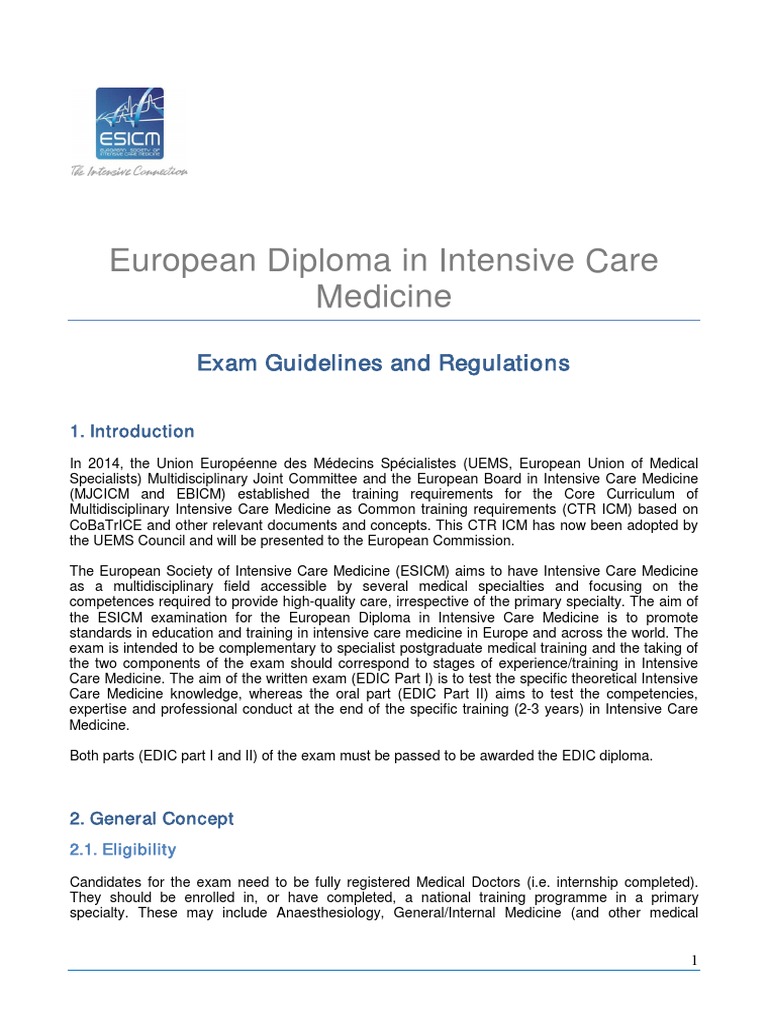 EDIC Guidelines 2017 PDF | PDF | Test (Assessment) | Specialty (Medicine)