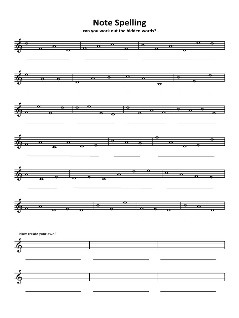 Note Spelling - Guess The Words | PDF