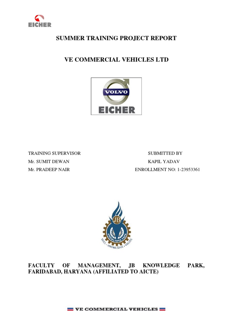 VE Commercial Vehicles Training Report | PDF | Economies | Business