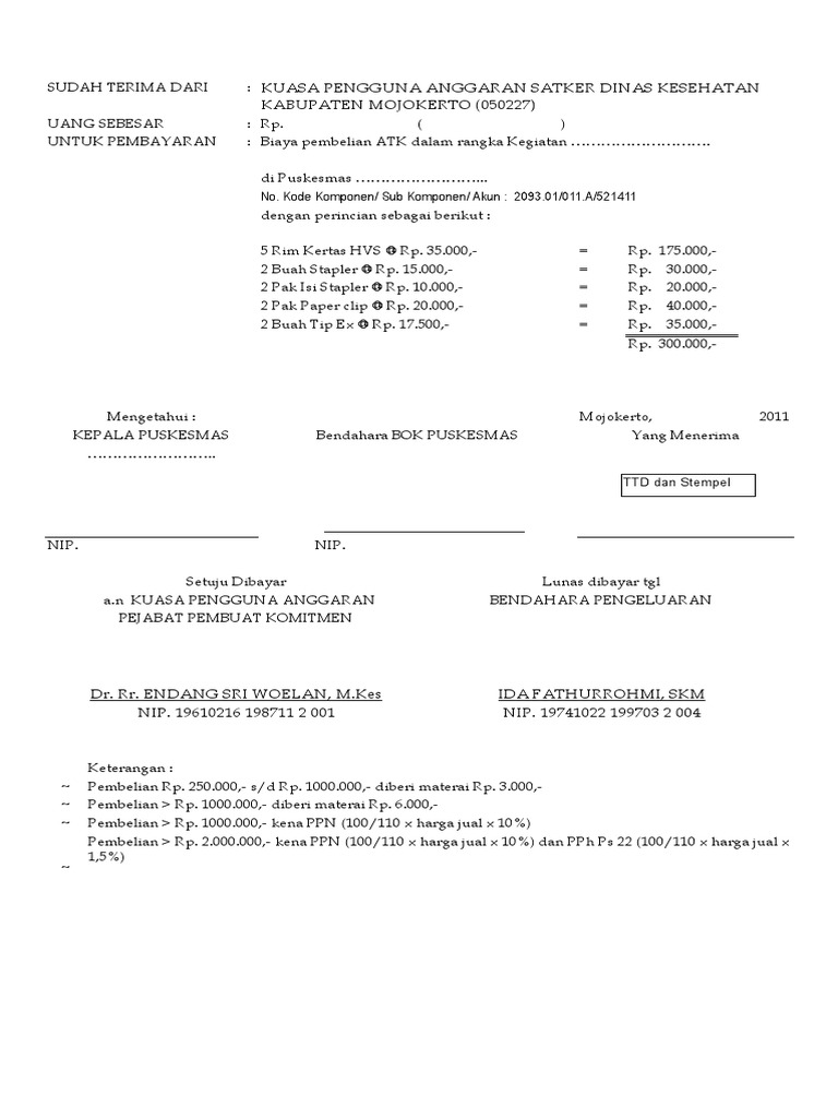 Contoh SPJ Pembelian (Atk, BBM, DSB) | PDF