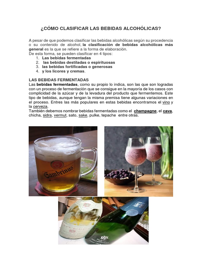 Clasificación de Bebidas | PDF | Bebidas alcohólicas | brandy