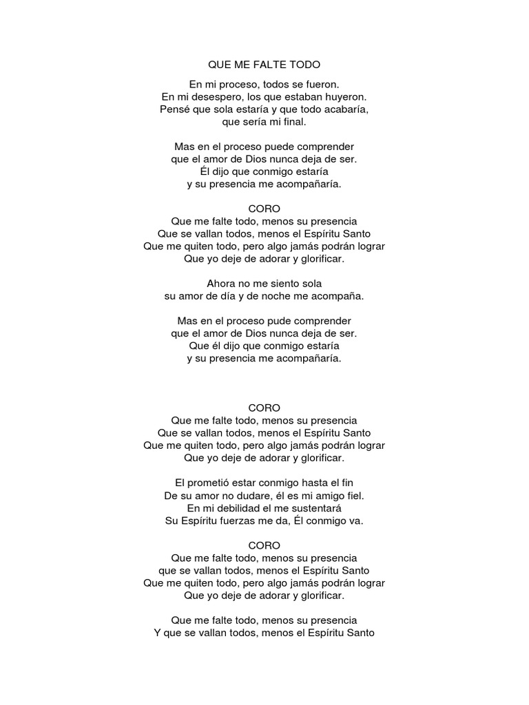 Que Me Falte Todo | PDF