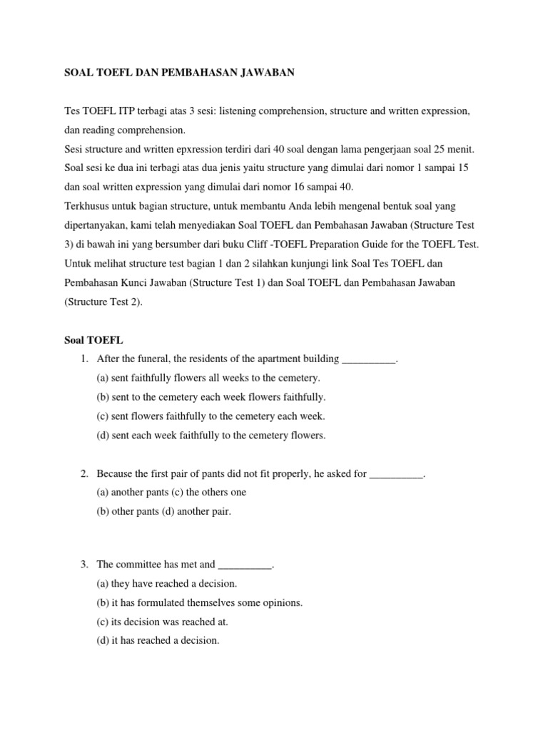 Soal TOEFL dan Pembahasan Jawaban | PDF | Blood Pressure | Diastole