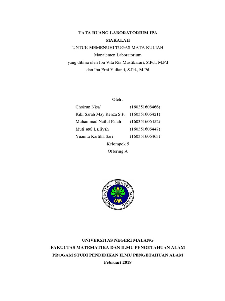 Tata Ruang Laboratorium IPA | PDF