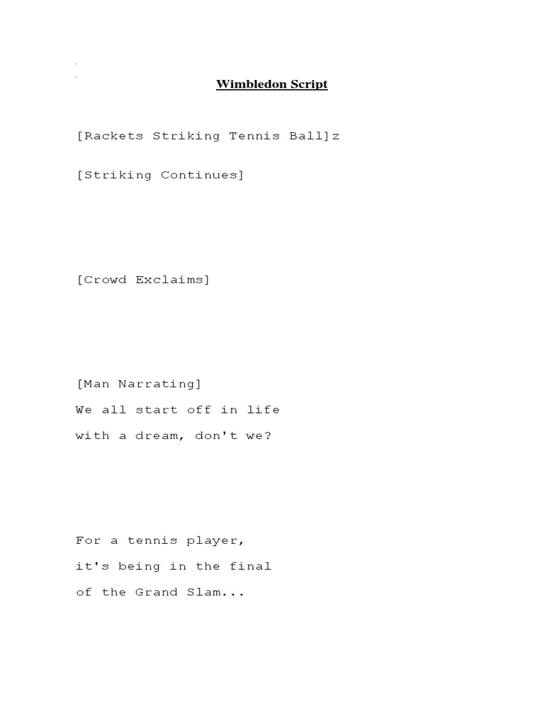 Wimbledon Script | Download Free PDF | Racquet Sports | Leisure