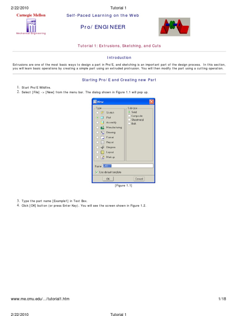 Tutorial 1 Extrusions, Sketching, and Cuts | PDF | Extrusion | Menu (Computing)