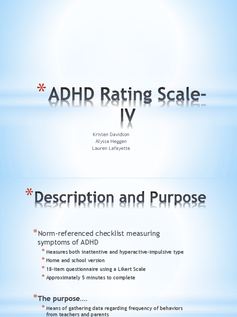 AppMeth, ADHD Rating Scale-IV | PDF | Attention Deficit Hyperactivity ...