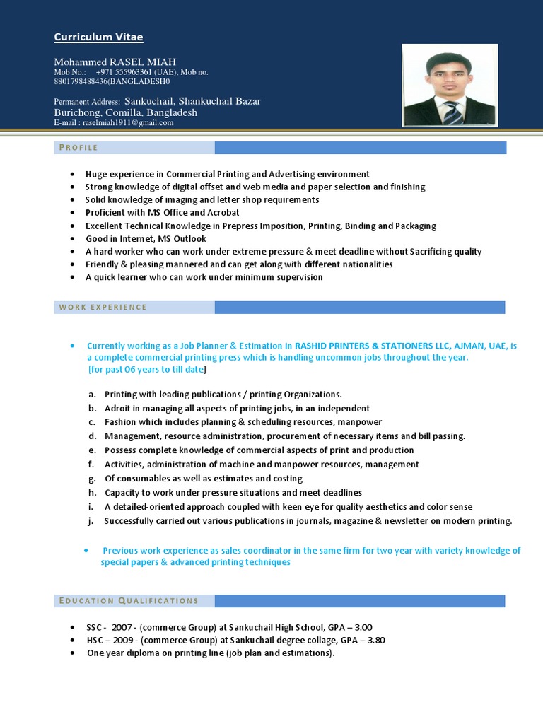 Curriculum Vitae RASEL | PDF | Printing | Communication
