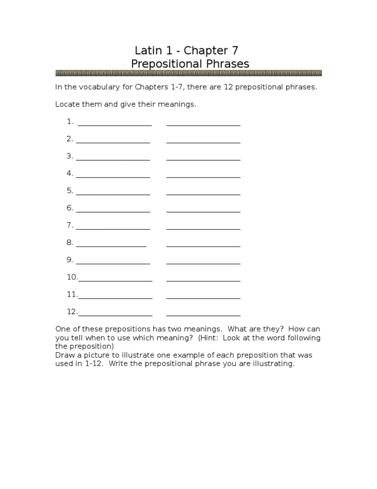 Prepositional Phrases in Latin 1 | PDF