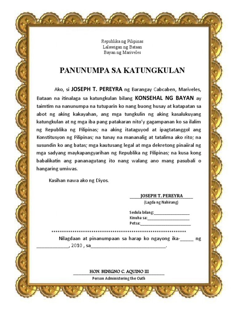 Panunumpa Sa Katungkulan | PDF