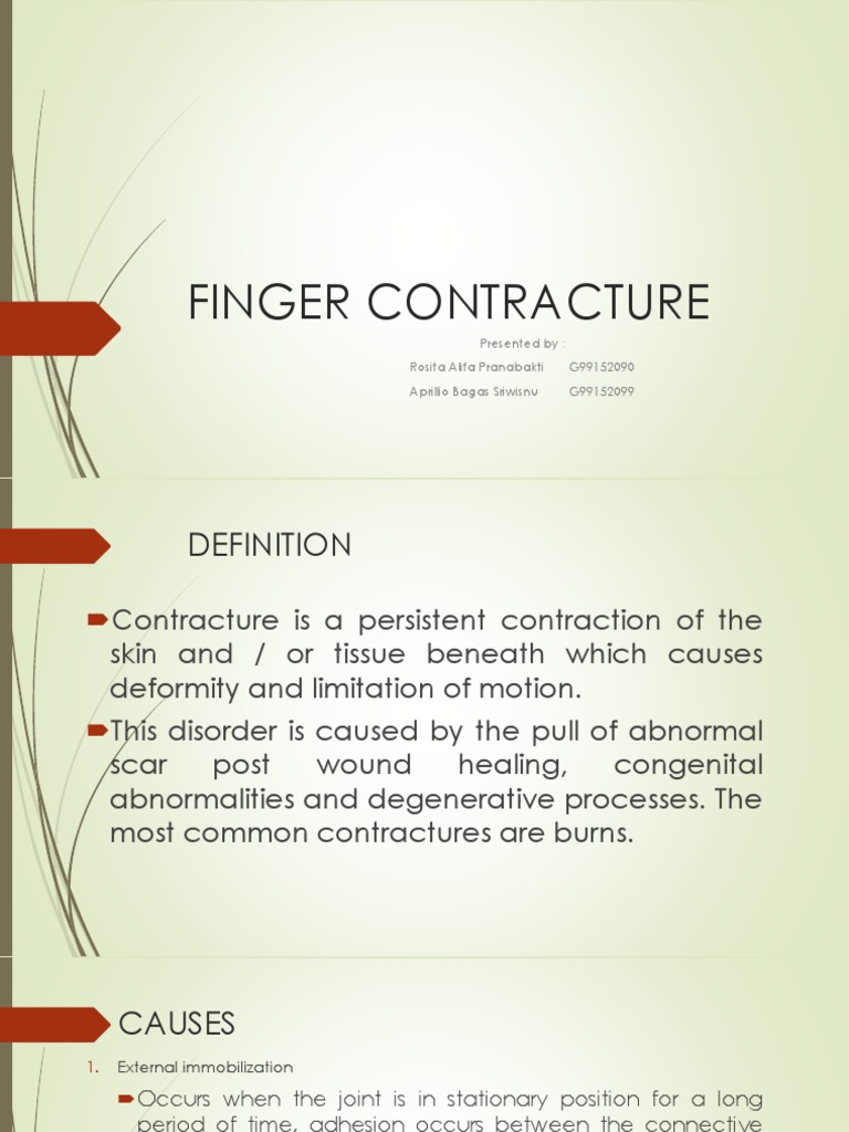Classification and Management of Finger Contractures | PDF | Thumb | Hand