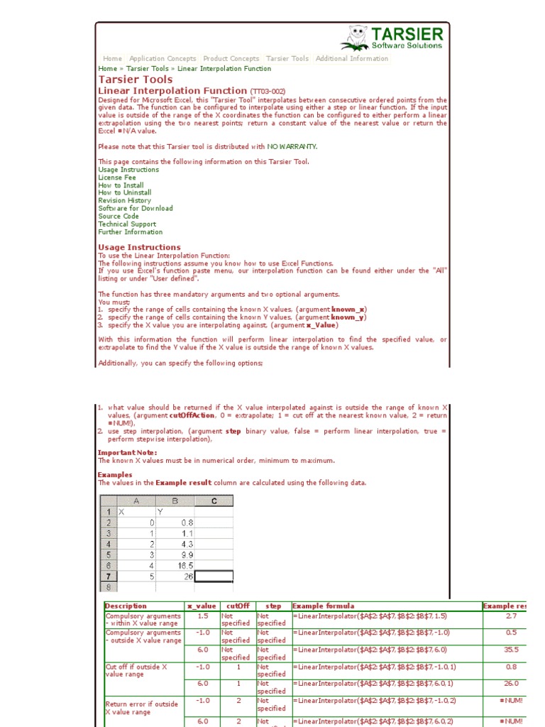 Linear Interpolation Function Pdf Interpolation Microsoft Excel 0502