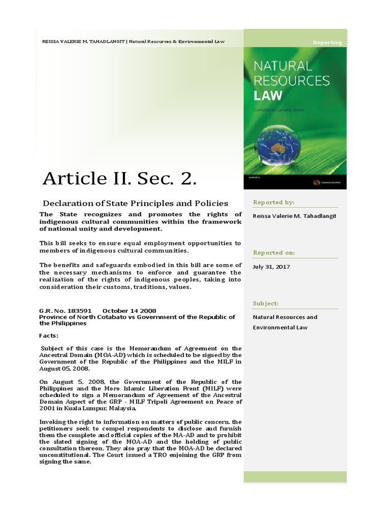 Article II. Sec. 2.: Declaration of State Principles and Policies ...