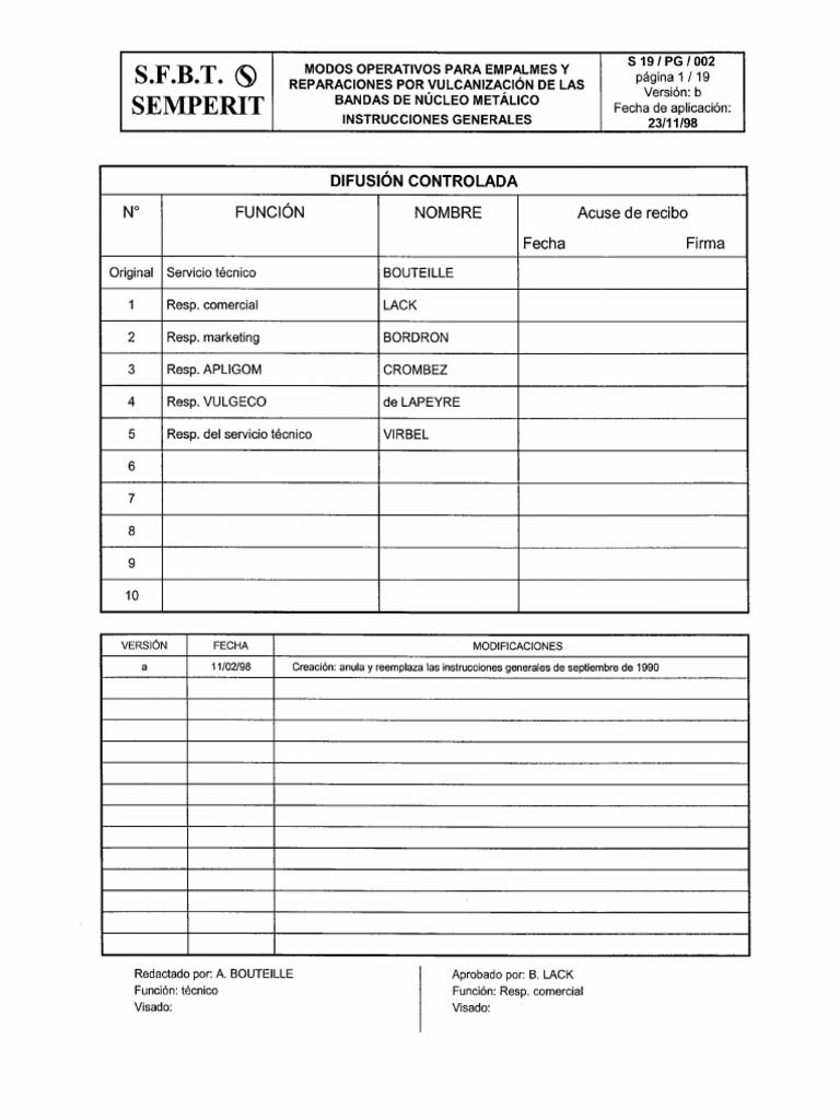 Semperit S19 PG 002 B Belt Manual General-Splicing - 1 Espanol PDF | PDF
