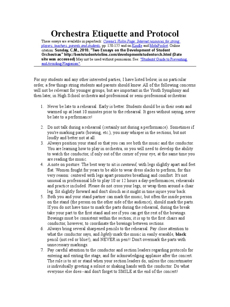 Orchestra Etiquette and Protocol | PDF | Orchestras | Conducting