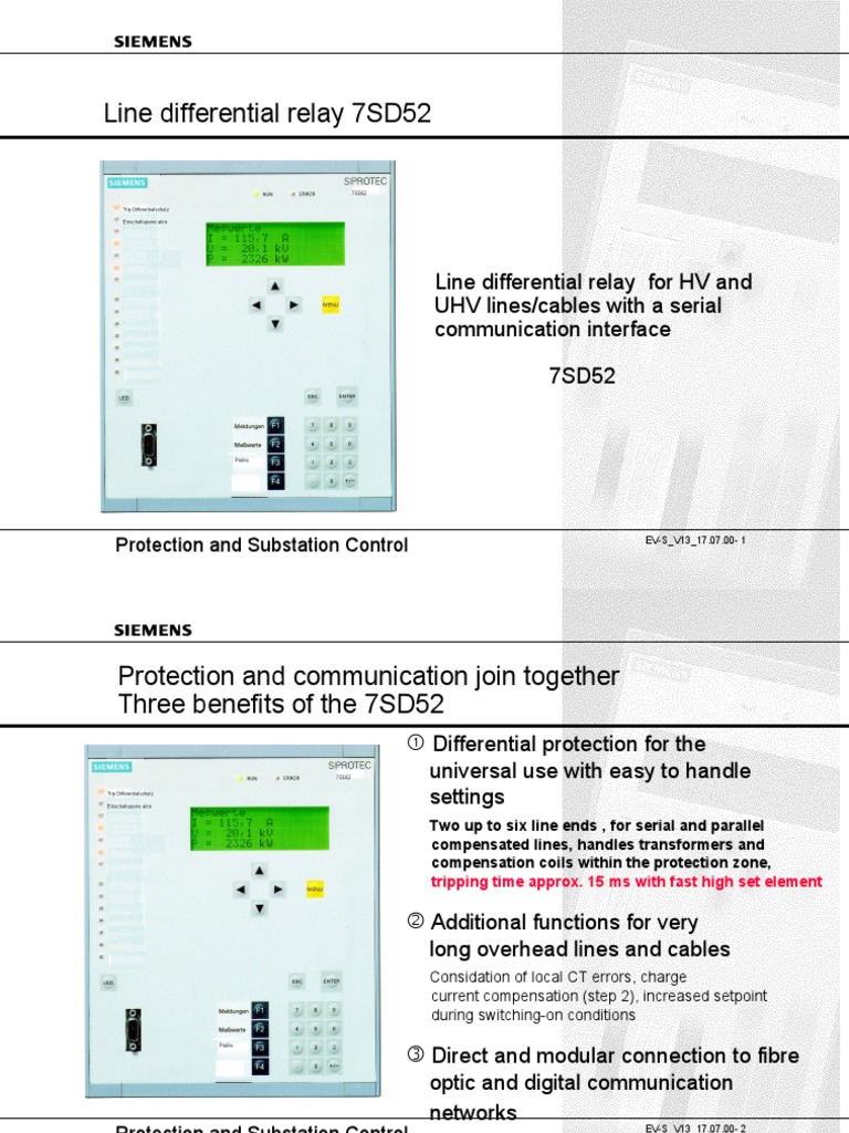 Presentation 7sd52 en | PDF | Electrical Substation | Electrical Connector