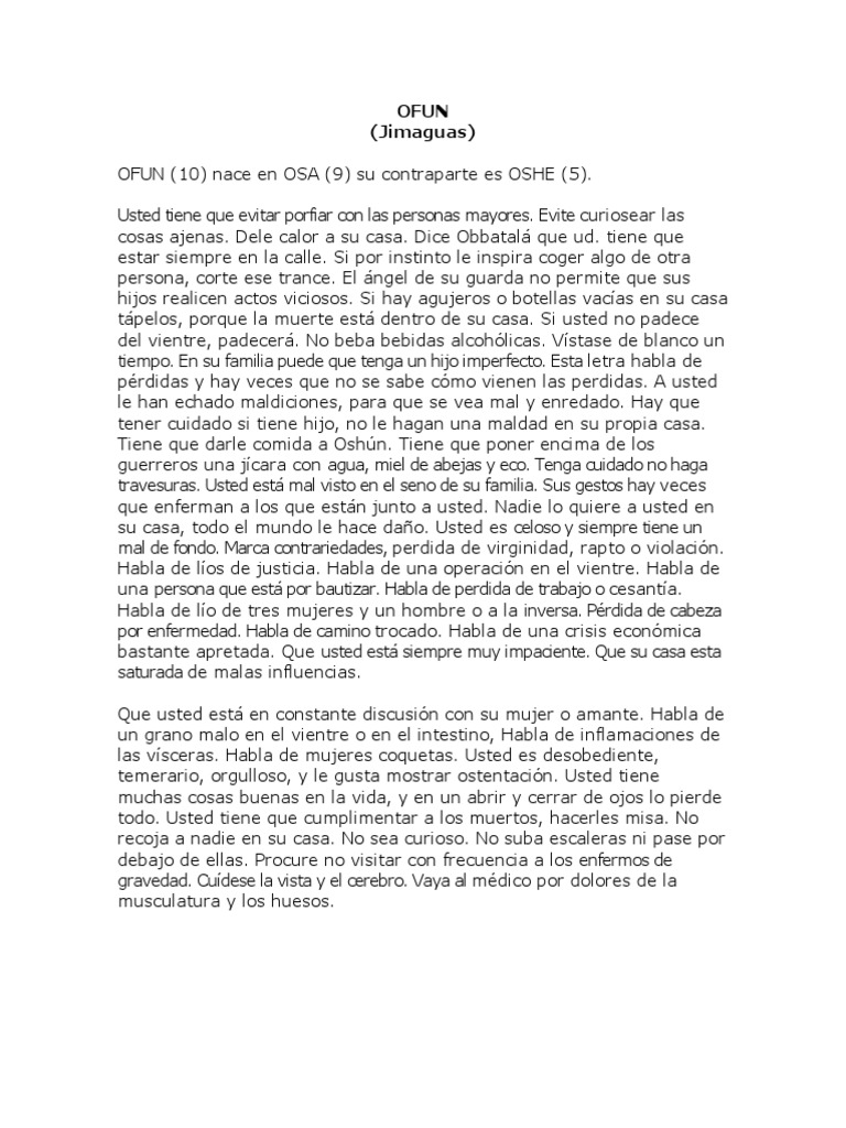 Jimaguas (10) Ofun | PDF