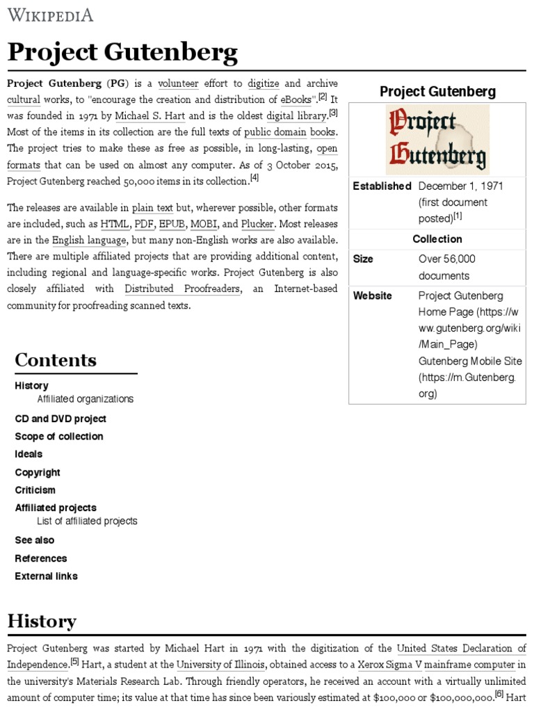 Project Gutenberg - Wikipedia | Download Free PDF | Project Gutenberg ...