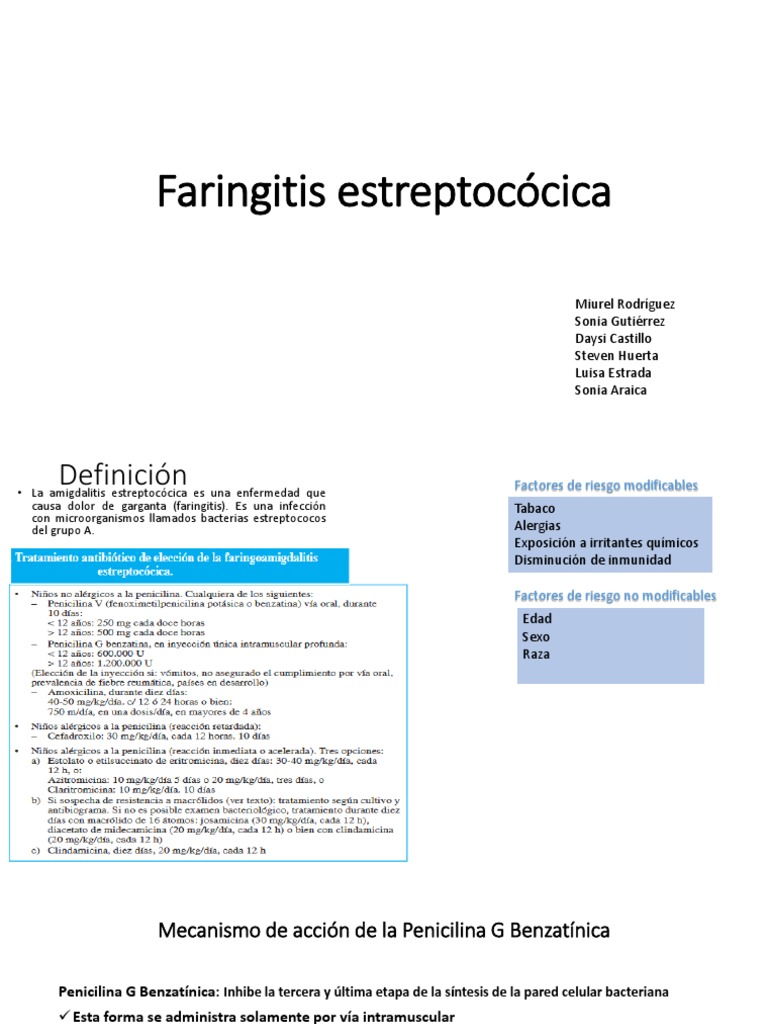 Faringitis estreptocócica Miurel | Penicilina | Especialidades Medicas