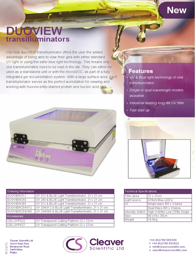 duoVIEW UV Transilluminator 20.05.14 | PDF | Ultraviolet | Light