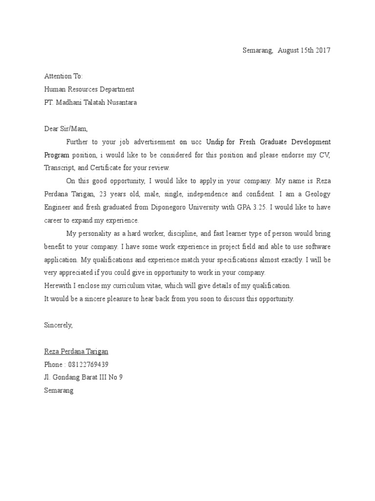 On Ucc Undip For Fresh Graduate Development Program | PDF