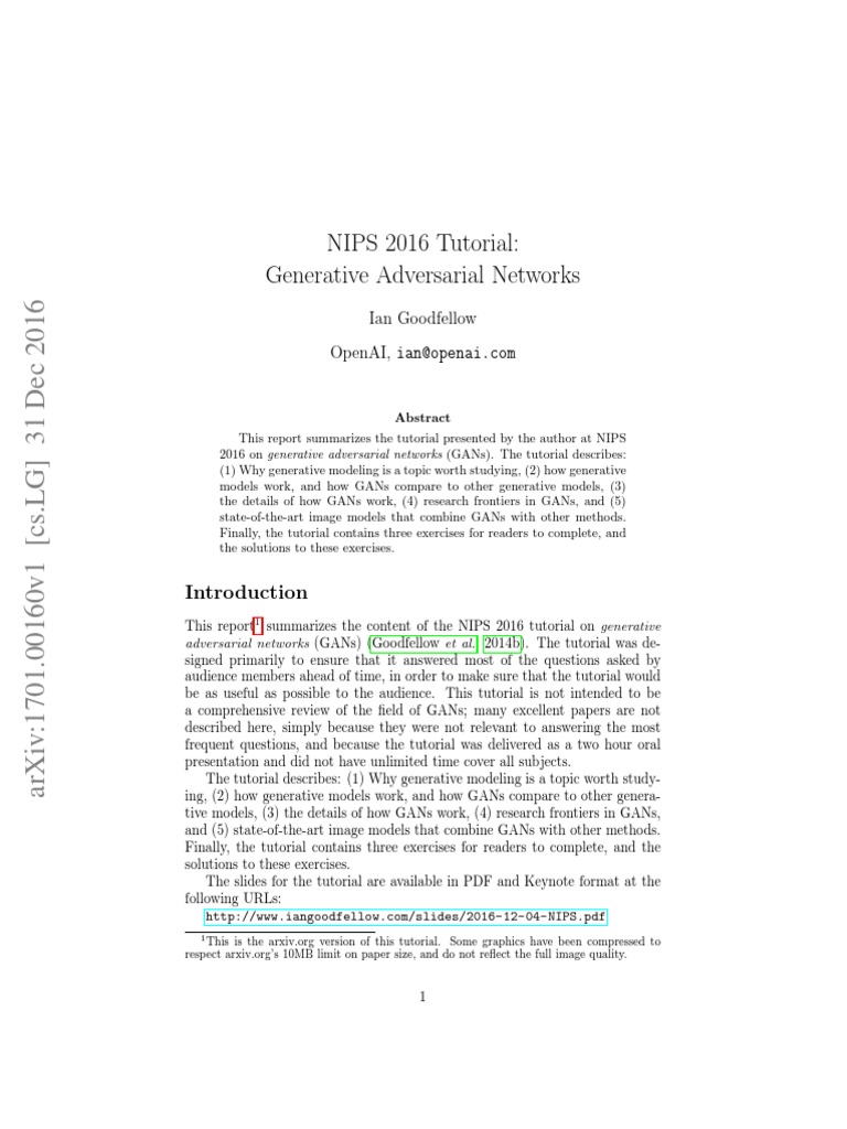Gan Tutorial | PDF | Artificial Neural Network | Logarithm