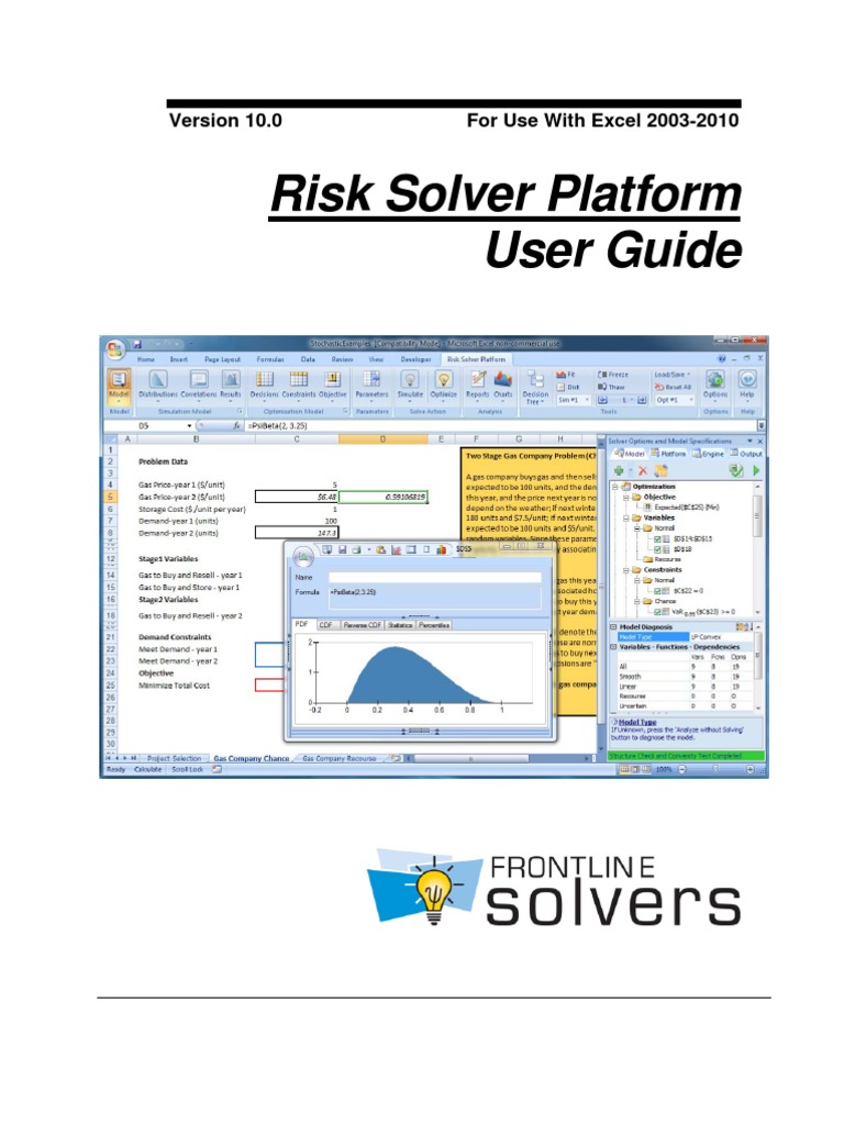 Risk Solver Platform User Guide | PDF | Mathematical Optimization | Linear Programming