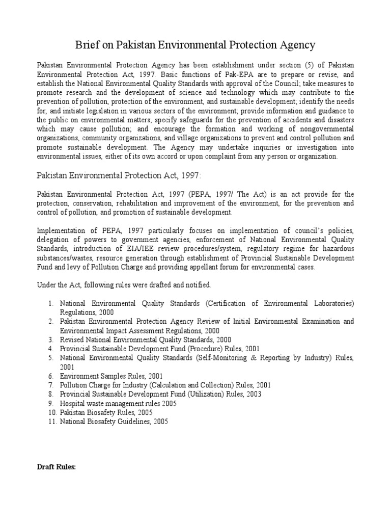 Brief Pak EPA PDF | PDF | Environmental Impact Assessment ...